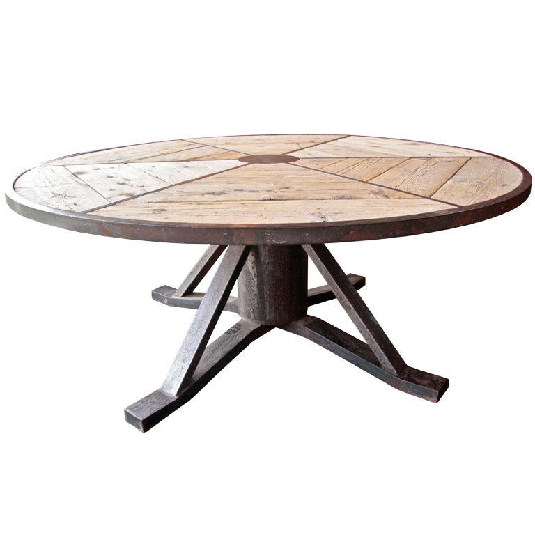 Industrial Italian Vintage Round Table at 1stDibs