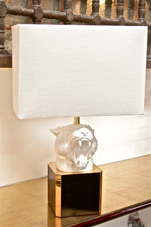 Italian Porcelain Tiger Table Lamp at 1stDibs