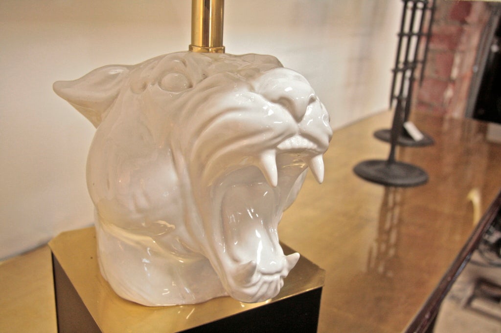 Italian Porcelain Tiger Table Lamp at 1stDibs