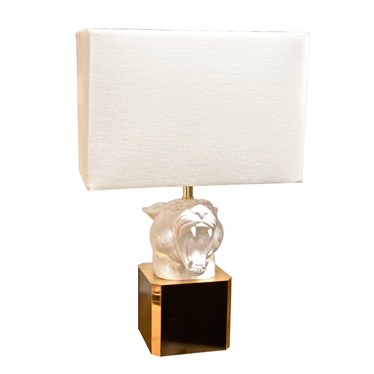 Italian Porcelain Tiger Table Lamp at 1stDibs