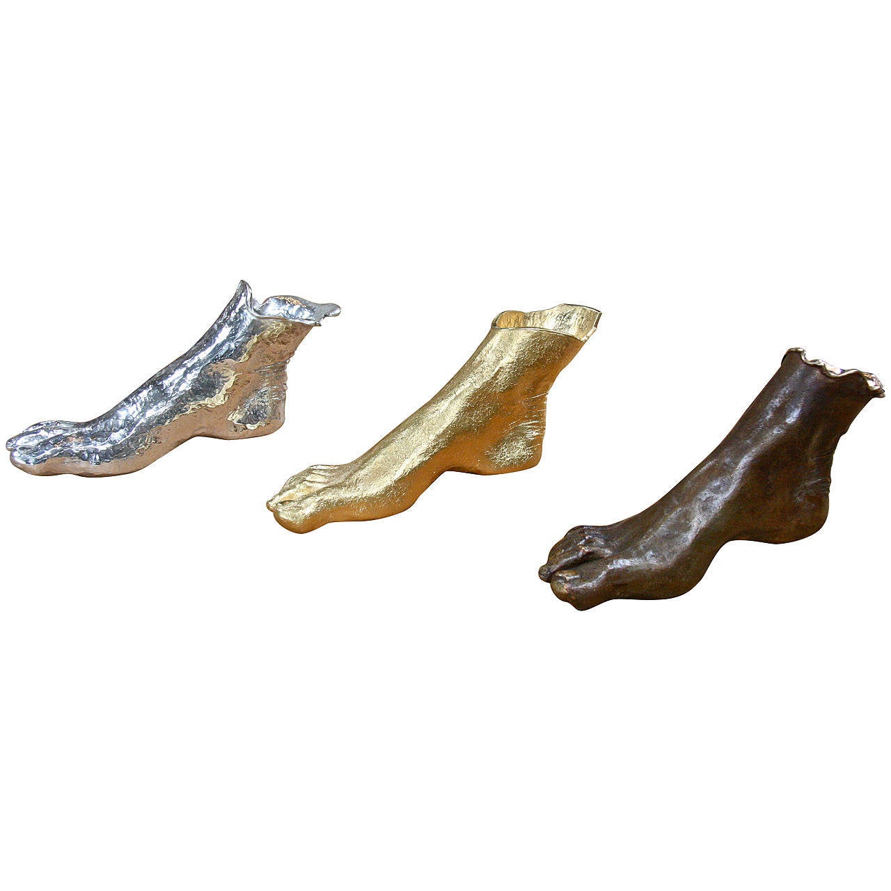 Foot Sculptures in Bronze, "Bronzo Dorato" For Sale at 1stDibs