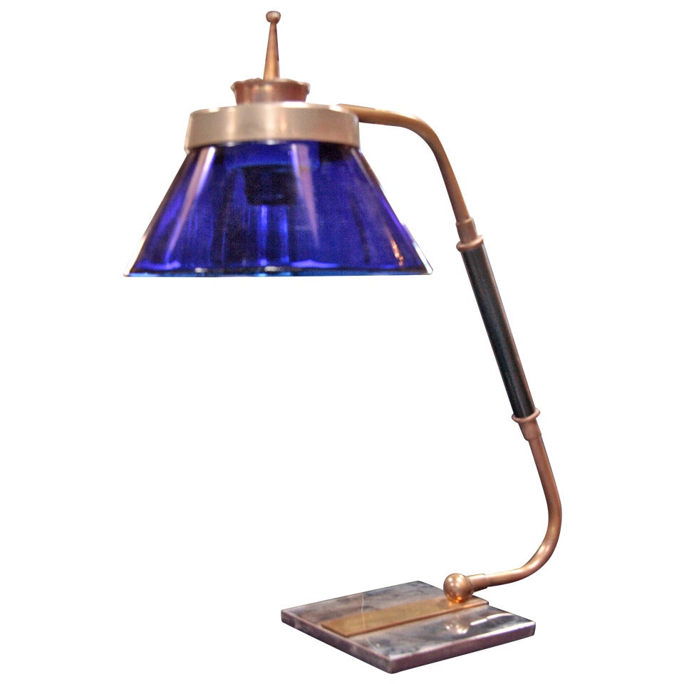 Italian Cobalt Blue Glass Desk Light at 1stDibs
