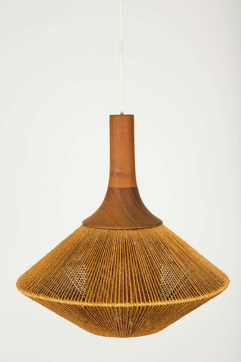 Teak and Jute Pendant at 1stDibs