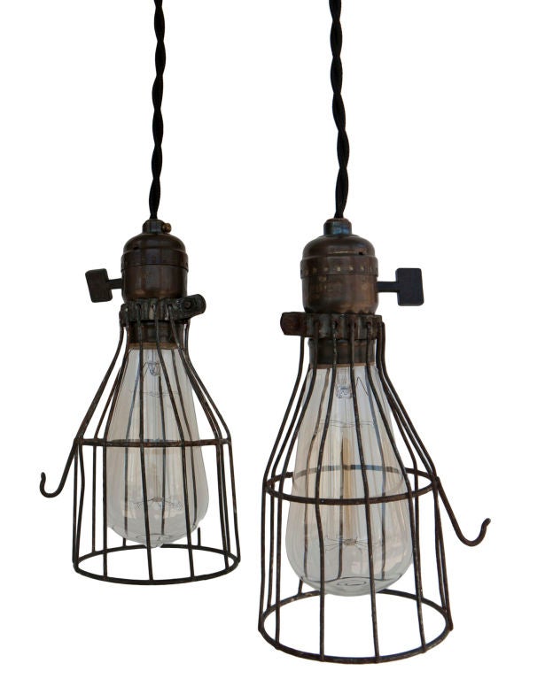 Two Industrial Cage Lamps at 1stDibs
