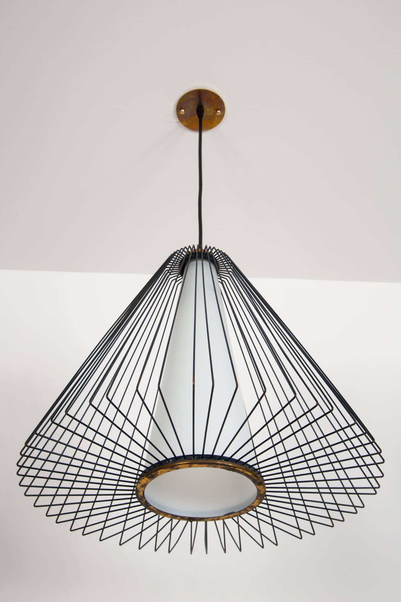 Wire and Glass Pendant by Arredoluce at 1stDibs