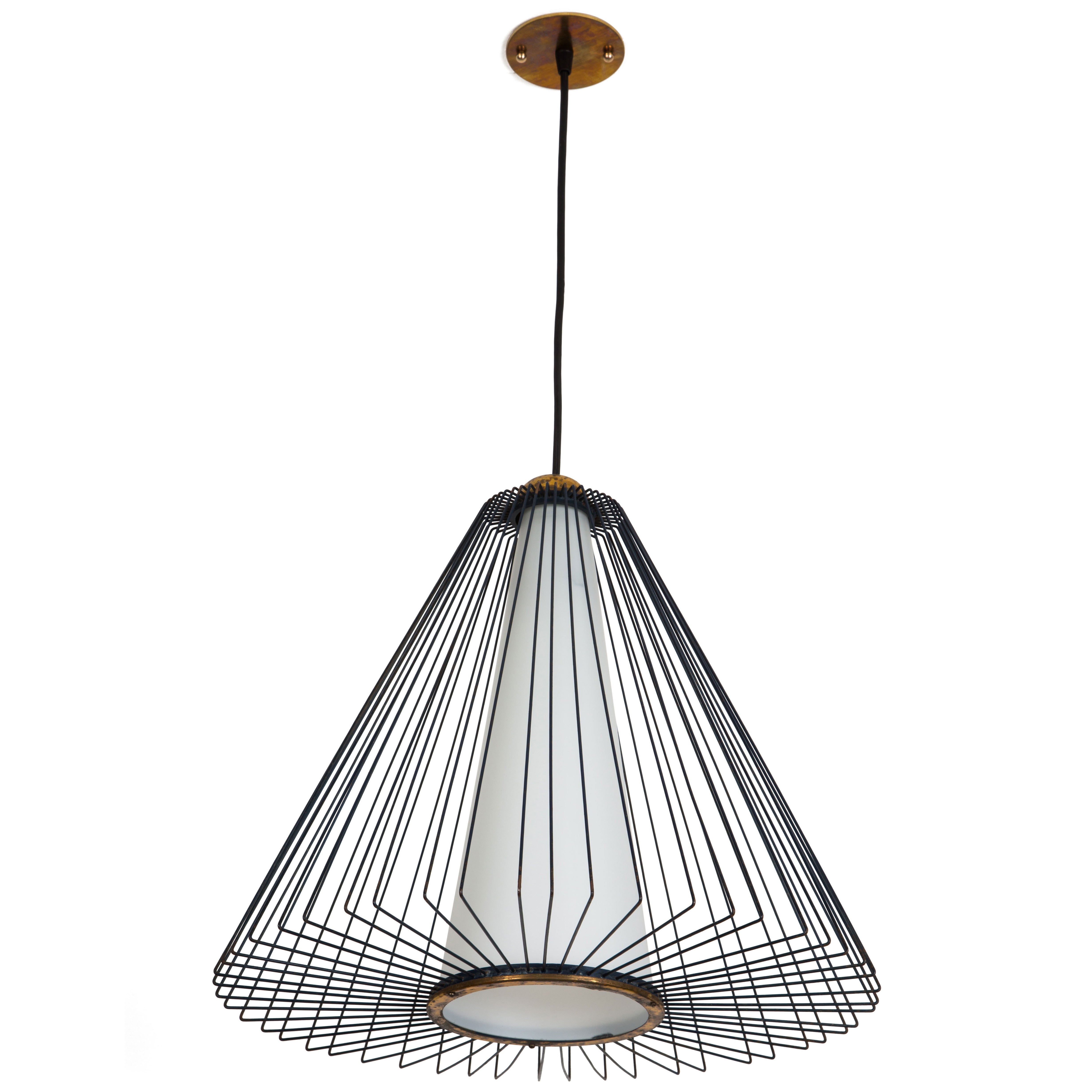 Wire and Glass Pendant by Arredoluce at 1stDibs