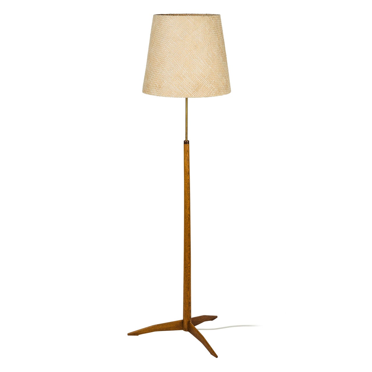 Danish Oak Floor Lamp with Handmade Shade at 1stDibs