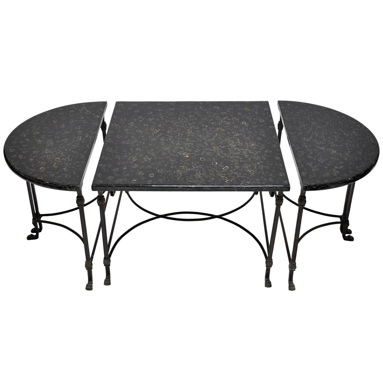 Italian - Three Part Bronze and Lacquered Wood Coffee Table at 1stDibs