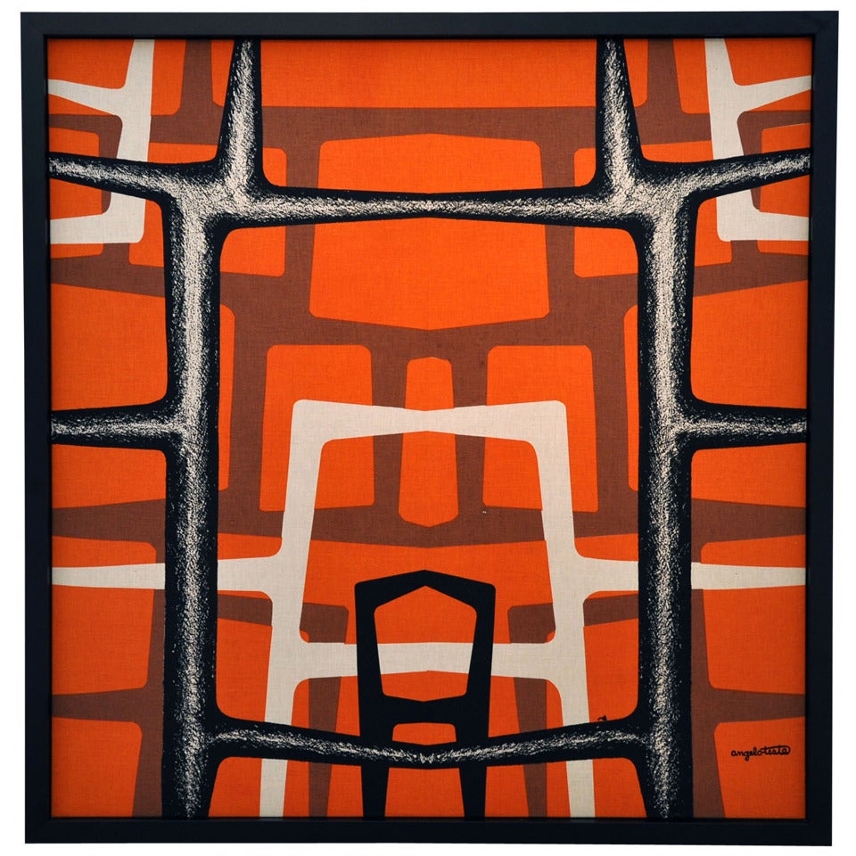 Angelo Testa (American 1918-1984) Framed Textile at 1stDibs