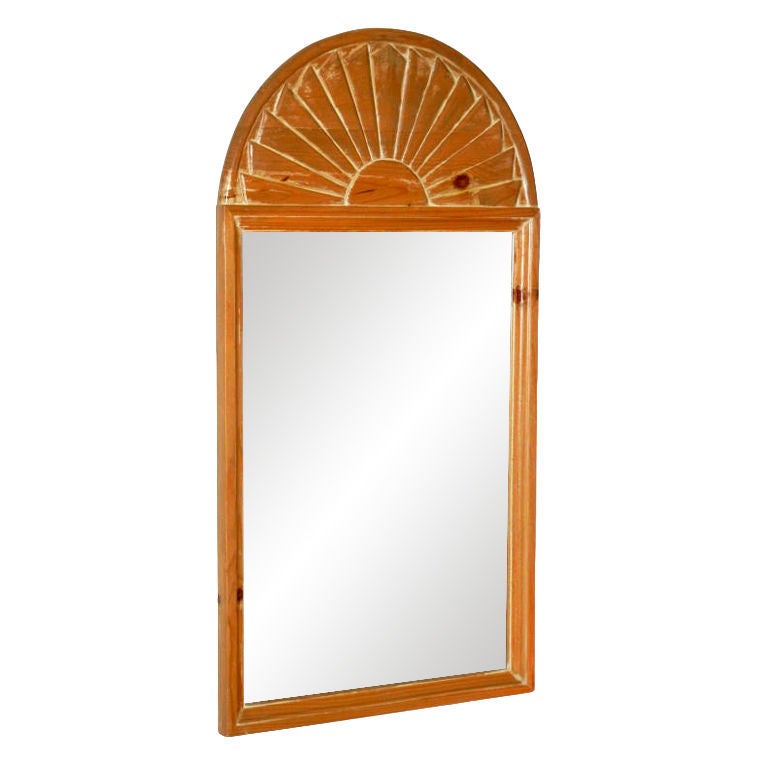 Carved Pine Arched Shell Mirror For Sale at 1stDibs