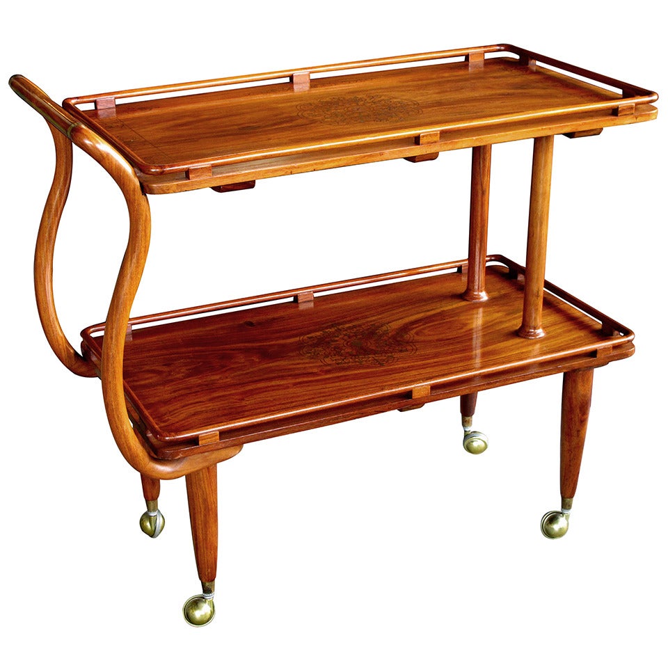 A Rare Indian Mid-Century Sheesham Wood Drinks Cart with Brass and ...
