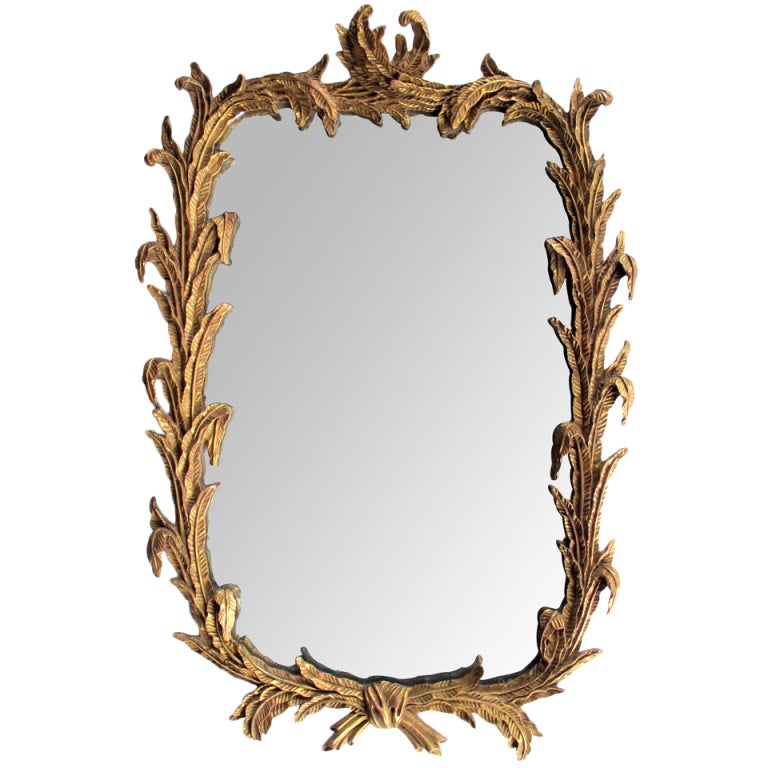 A Well-Carved French Rococo Style Giltwood Mirror with Foliate Vine ...