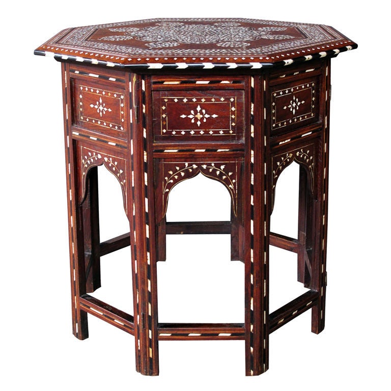 A Richly-Decorated Anglo-Indian Octagonal Inlaid Traveling Table at 1stDibs
