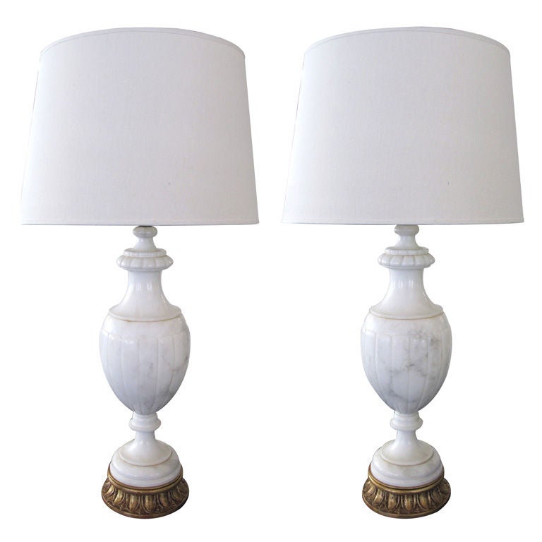 Vintage Nicely Carved Carrera Marble Lamp For Sale at 1stDibs | marble ...