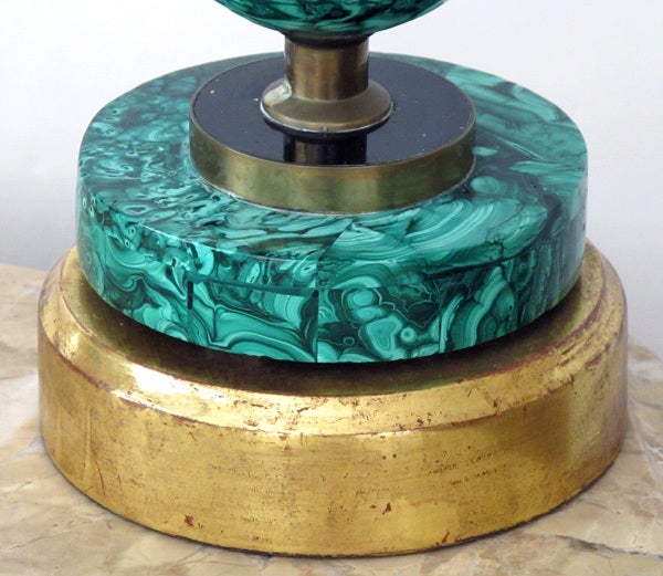 French Triple Spheroid Lamp of Malachite and Faux Malachite Glass at ...