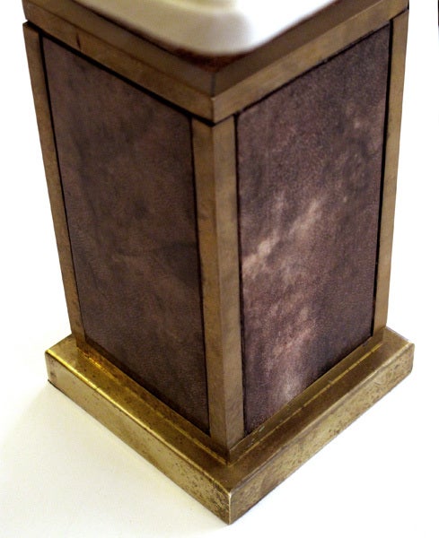 A Stylish French Rectangular Brass Lamp with Eel Skin Panels at 1stDibs