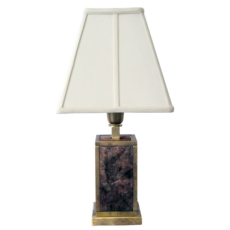 A Stylish French Rectangular Brass Lamp with Eel Skin Panels at 1stDibs