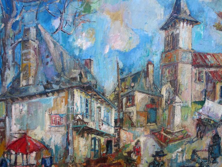 A Vibrant French Painting of a Lively Market Scene; Signed Jolifie ...