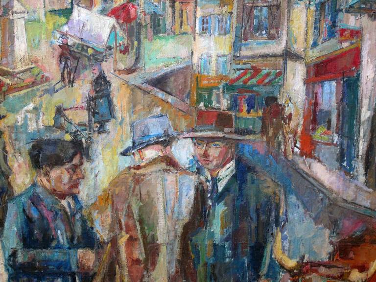A Vibrant French Painting of a Lively Market Scene; Signed Jolifie ...