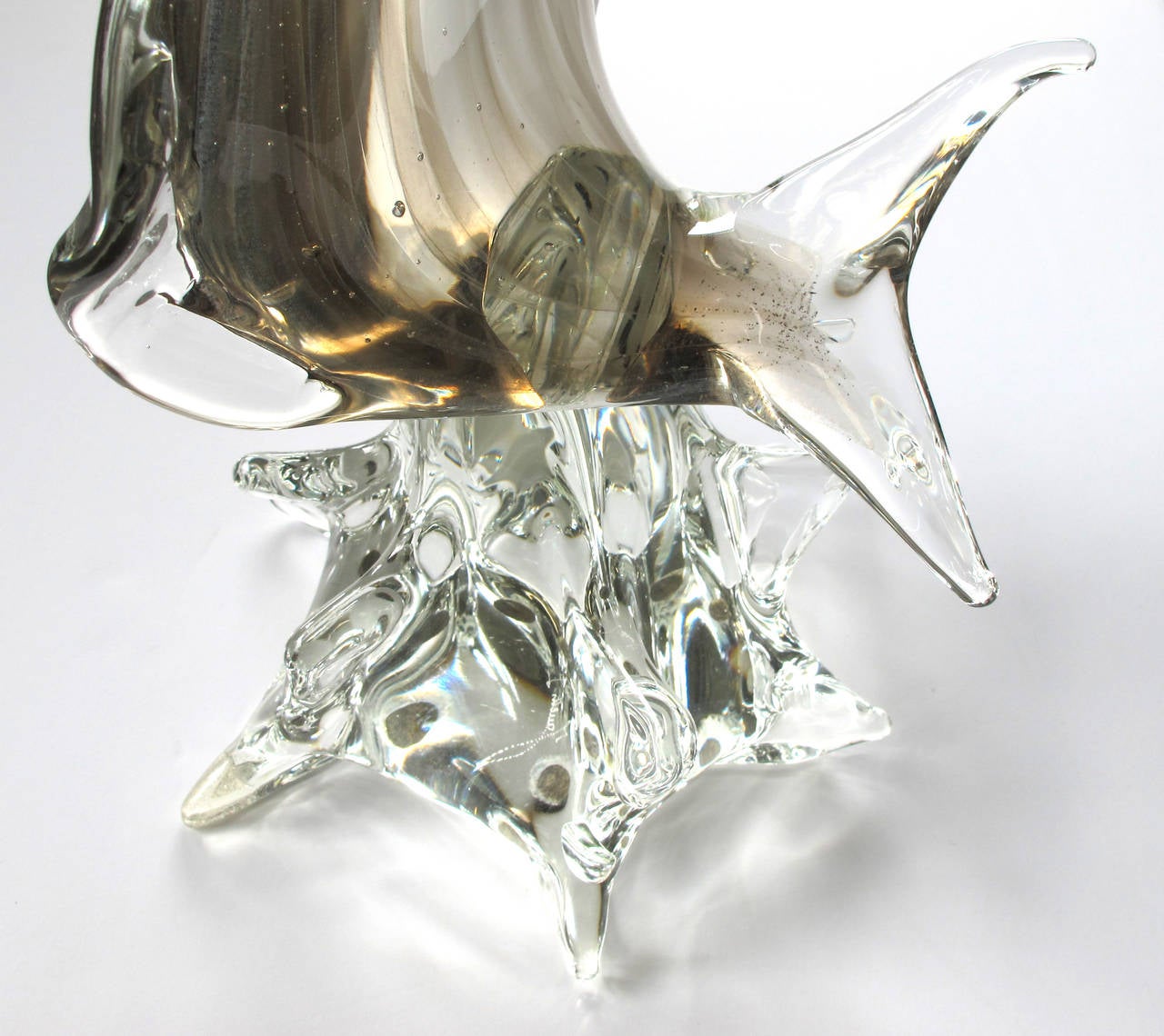 Large Scale Murano Clear Art Glass Sculpture of a Leaping Fish at 1stDibs