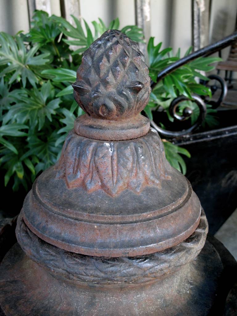 Large-Scaled Pair of English Neoclassical Style Covered Iron Bulb Urns ...