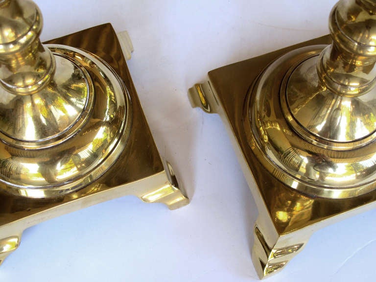 A Good Quality and Heavy Pair of Dutch Baluster-Form Brass Candlesticks ...