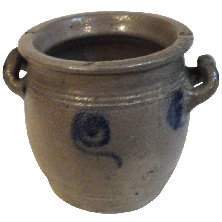Rare 19th Century Blue Salt Glaze Decorated Salt Crock from ...