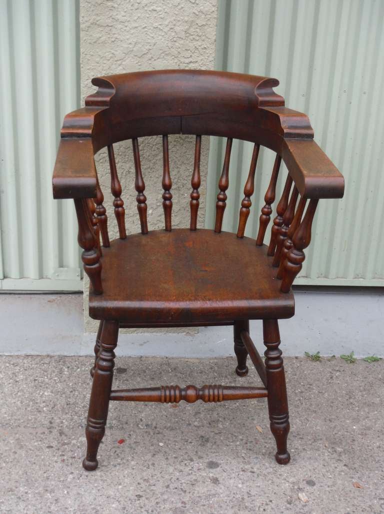 Amazing 19thc Set of Four Firehouse Windsor Captains Chairs For Sale at ...