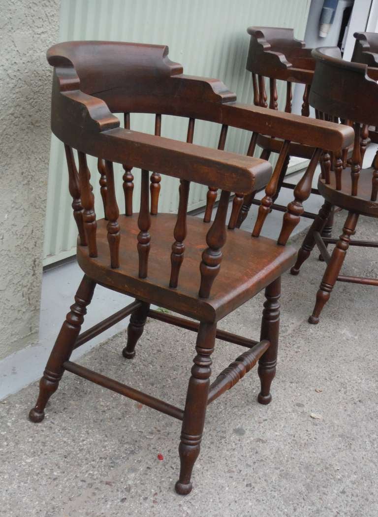 Amazing 19thc Set of Four Firehouse Windsor Captains Chairs For Sale at ...