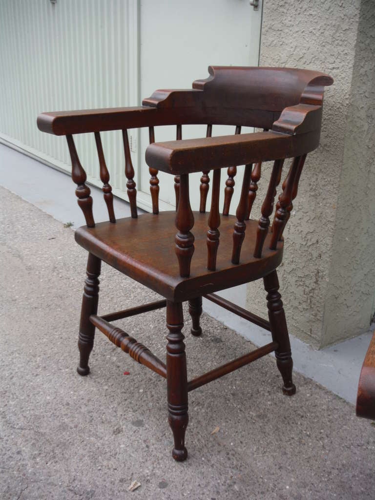 Amazing 19thc Set of Four Firehouse Windsor Captains Chairs For Sale at ...