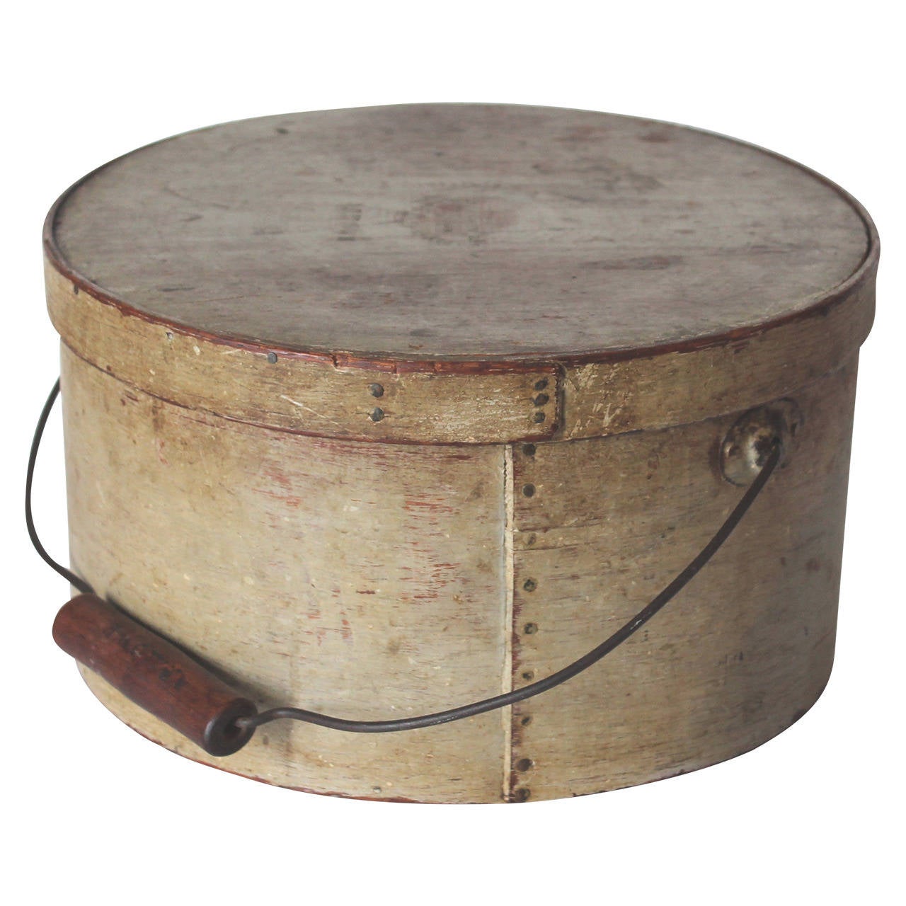 Signed "A.S. Howe" Large 19th Century Cream Painted Bail Handled Pantry ...