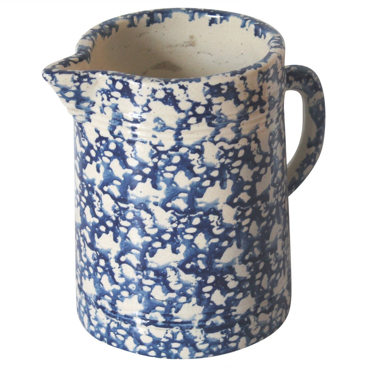 19th Century Spongeware Ironstone Pitcher at 1stDibs