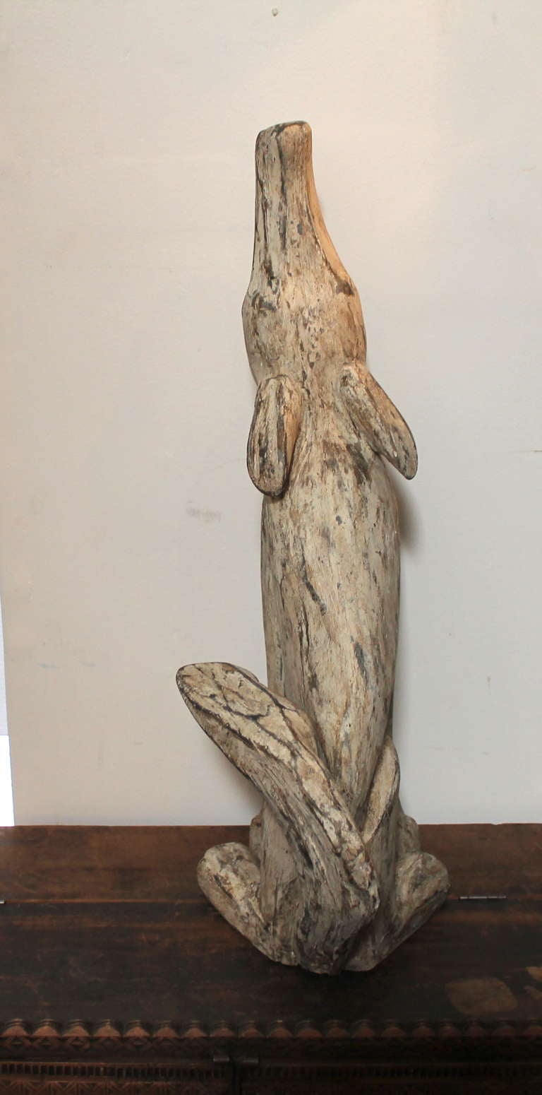 Early Hand Carved and Painted Wood Folk Art Coyote at 1stDibs