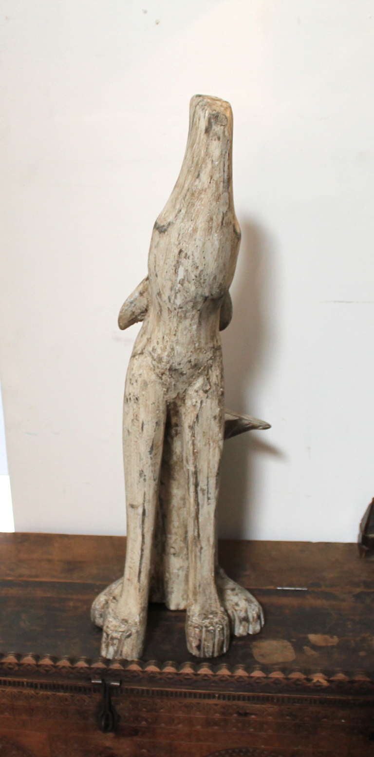 Early Hand Carved and Painted Wood Folk Art Coyote at 1stDibs