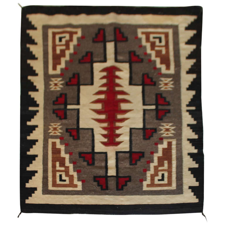 Early Navajo Indian Weaving In Vibrant Geometric Patterns at 1stDibs