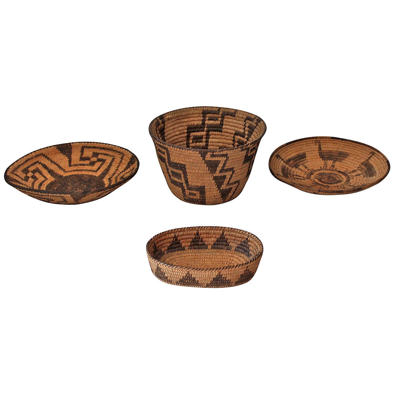 Collection of Four 19th Century Early Pima American Indian Baskets at ...