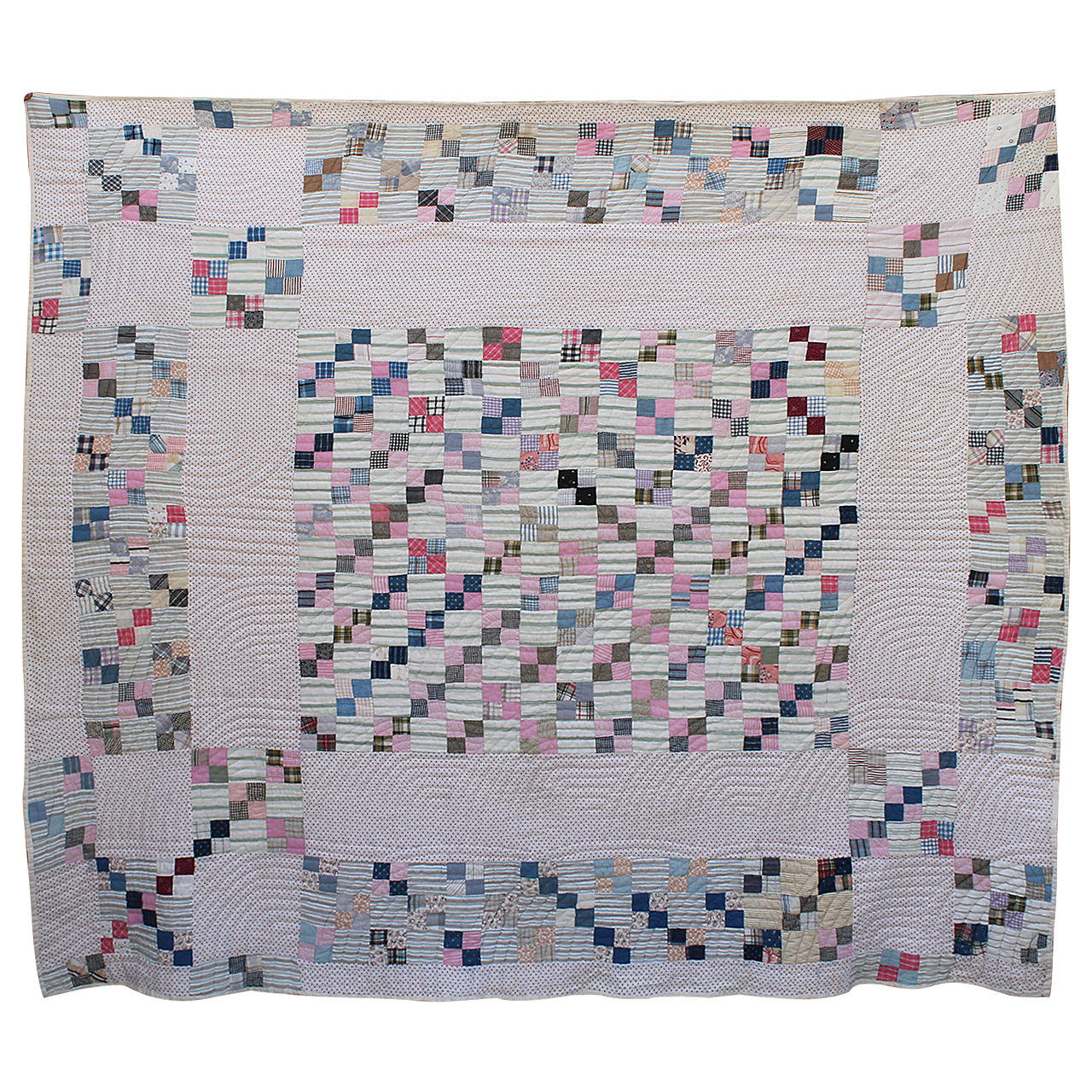 Four Patch Postage Stamp Quilt at 1stDibs