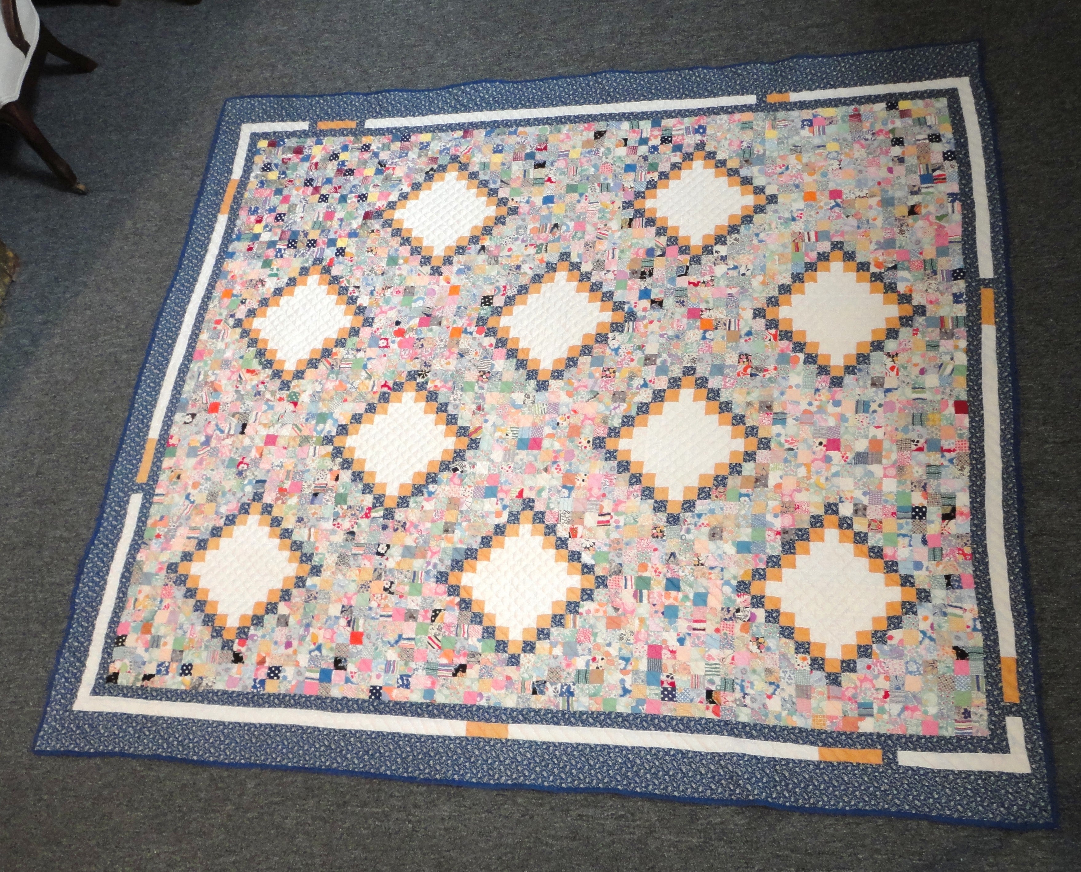 Fantastic Mini-Pieced Postage Stamp Quilt from Pennsylvania at 1stDibs