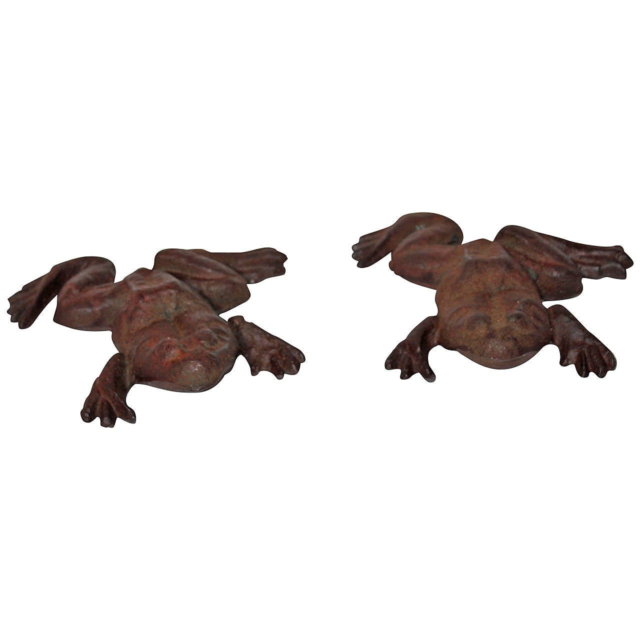 Pair of Cast Iron Frog Sculptures at 1stDibs