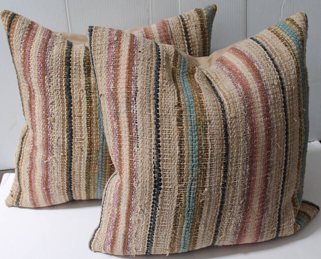 19th Century Country Rag Rug Pillows or Pair For Sale at 1stDibs ...