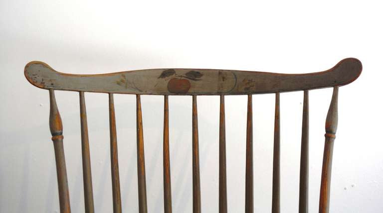 19thc Original Painted Sage Green Windsor Rocking Chair at 1stDibs