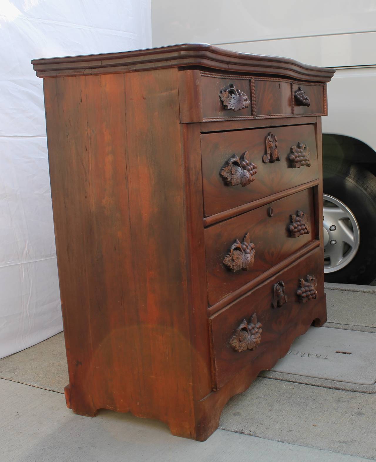 Fancy 19th Century Empire Walnut Tall Chest of Drawers For Sale at ...