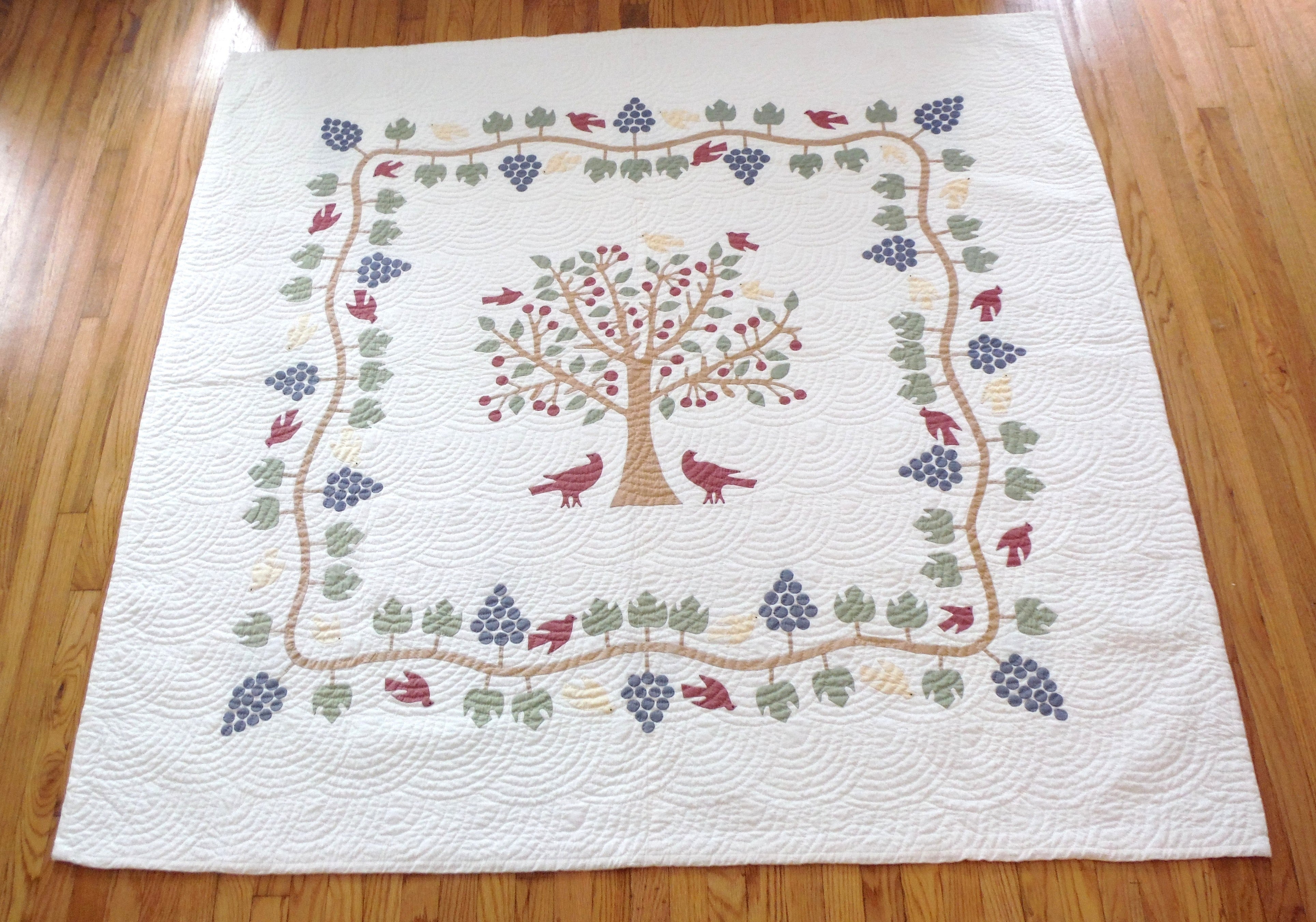 Amazing and Rare Tree of Life Applique Quilt From Pennsylvania at 1stDibs