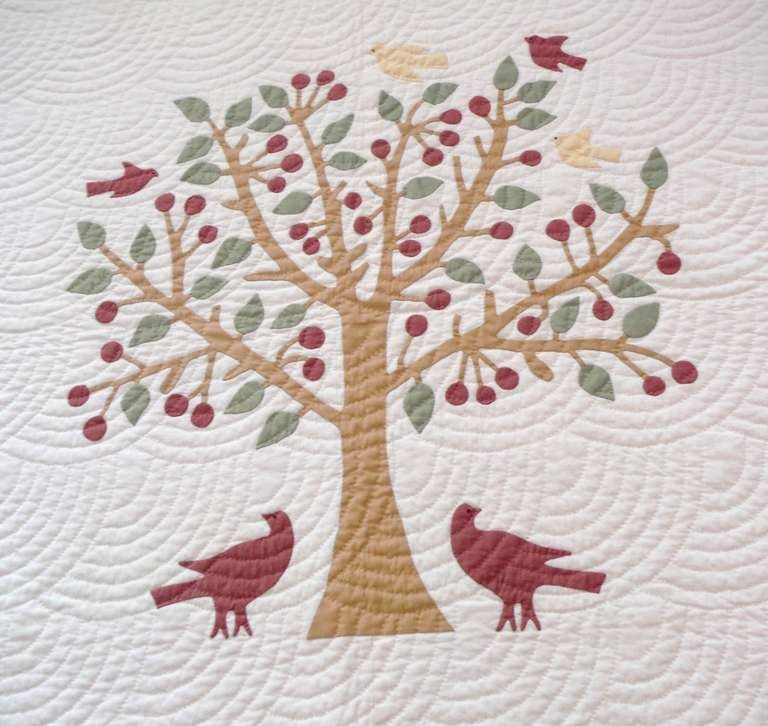 Amazing and Rare Tree of Life Applique Quilt From Pennsylvania at 1stDibs