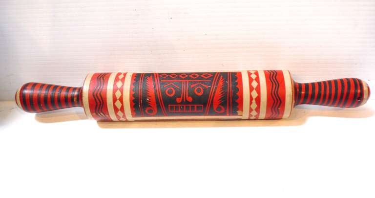 Amazing Paint Decorated Indian Rolling Pin For Sale at 1stDibs