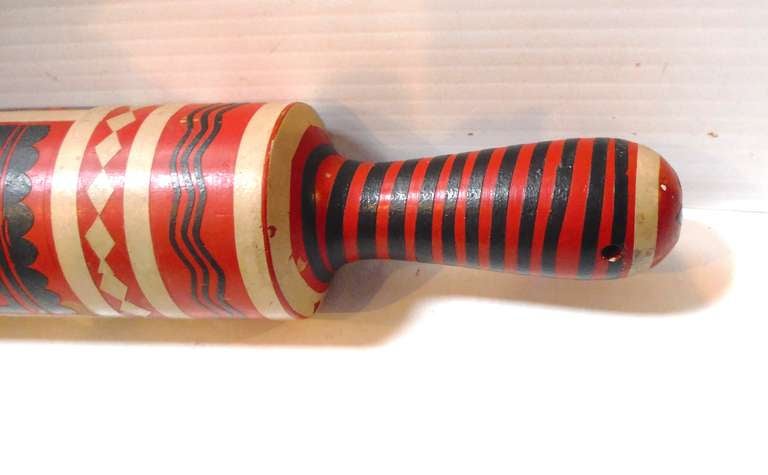 Amazing Paint Decorated Indian Rolling Pin For Sale at 1stDibs