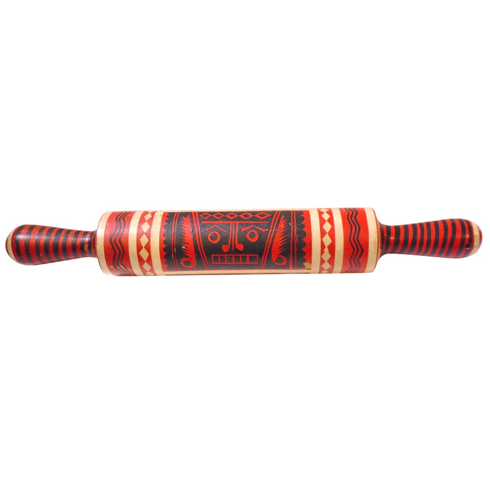 Amazing Paint Decorated Indian Rolling Pin For Sale at 1stDibs