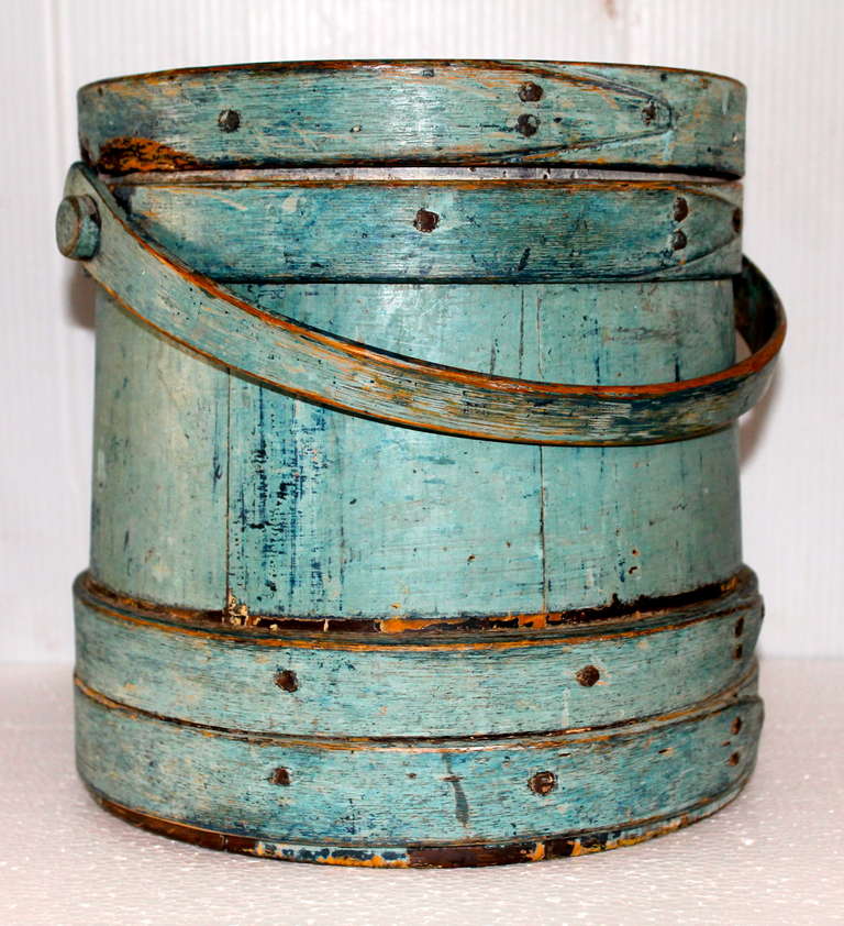 Fantastic Original 19th Century Blue Painted Furkin from New England at ...