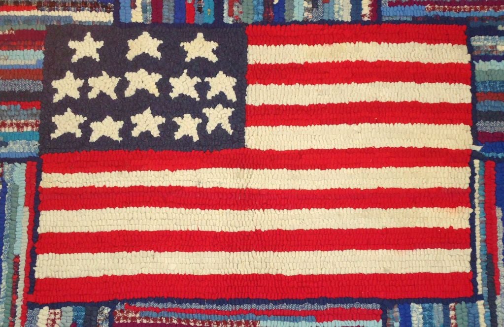SIGNED and DATED MOUNTED AMERICAN HAND HOOKED PATRIOTIC RUG at 1stDibs ...