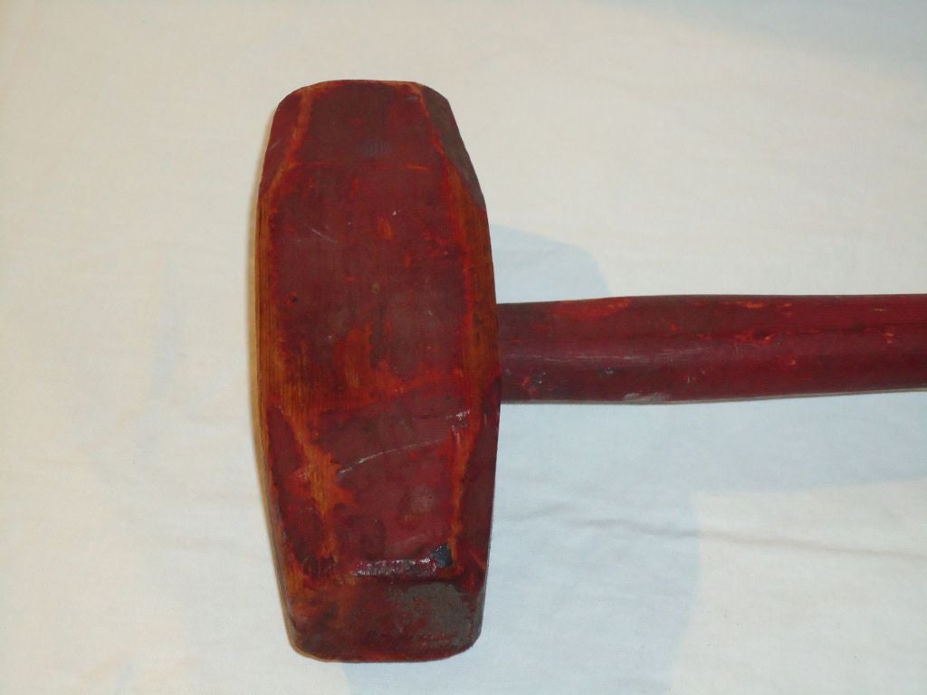 19THC ORIGINAL RED PAINTED CARNIVAL MALLET at 1stDibs
